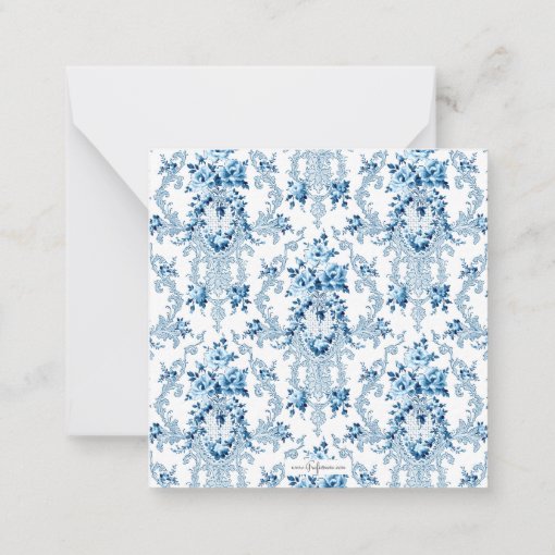 Elegant Blue and White French Rococo Floral Note Card | Zazzle