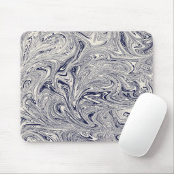 Elegant Blue and White Marble Swirl Mouse Pad | Zazzle