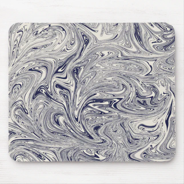 Elegant Blue and White Marble Swirl Mouse Pad | Zazzle