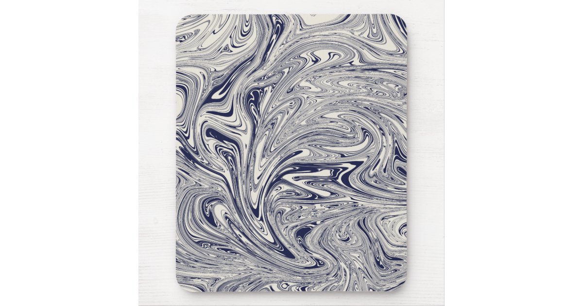 Elegant Blue and White Marble Swirl Mouse Pad | Zazzle