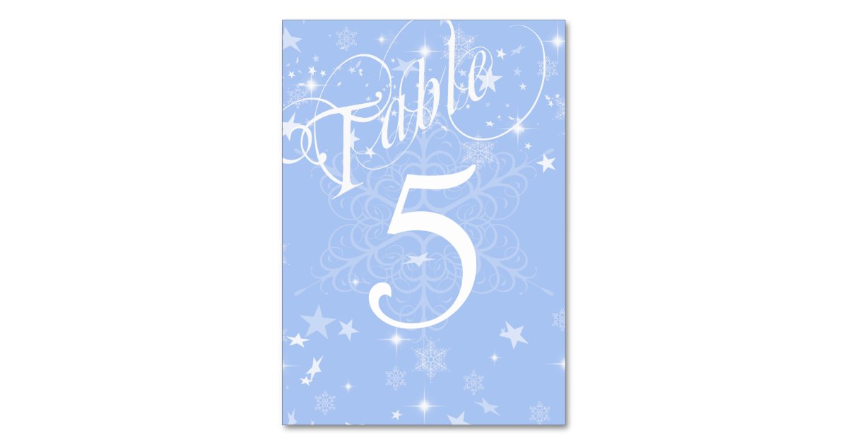Elegant Blue and White Snowflakes Numbered Table Number | Zazzle