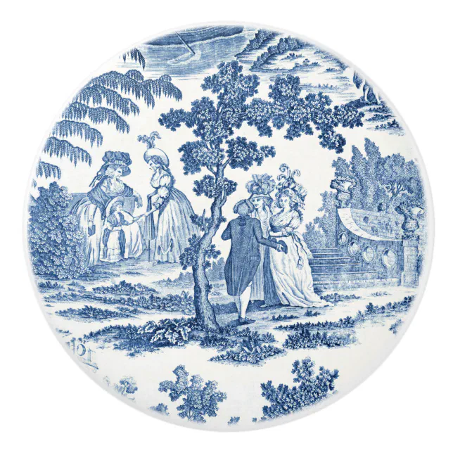 Elegant Blue and White Vintage French Toile Ceramic Knob | Zazzle