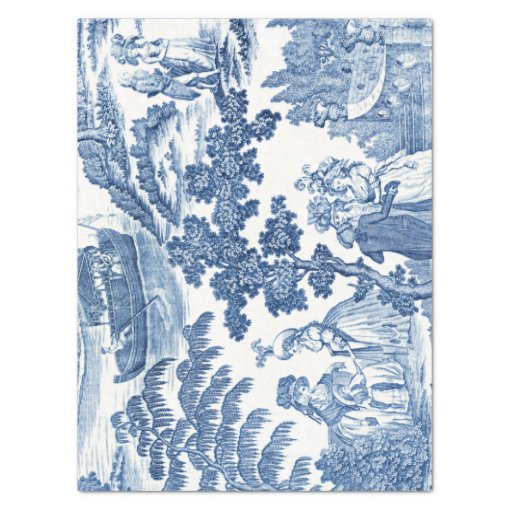 Elegant Blue and White Vintage French Toile Tissue Paper | Zazzle