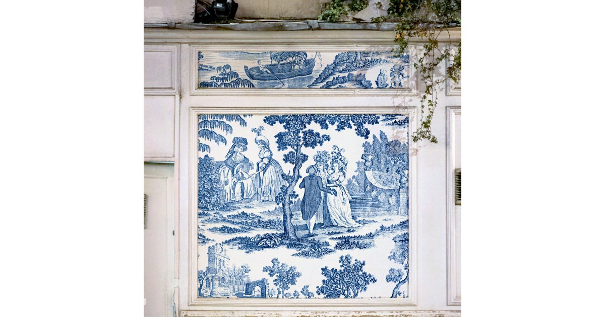 Elegant Blue and White Vintage French Toile Tissue Paper | Zazzle