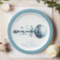 Elegant Blue Baby Rattle Boy Baby Shower Paper Plates | Zazzle