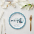 Elegant Blue Baby Rattle Boy Baby Shower Paper Plates | Zazzle