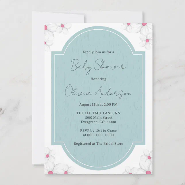 Elegant Blue Baby Shower Invitation | Zazzle