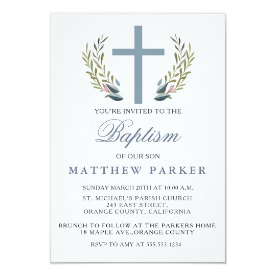 Elegant Blue Baptism/Christening Invitation | Zazzle.com