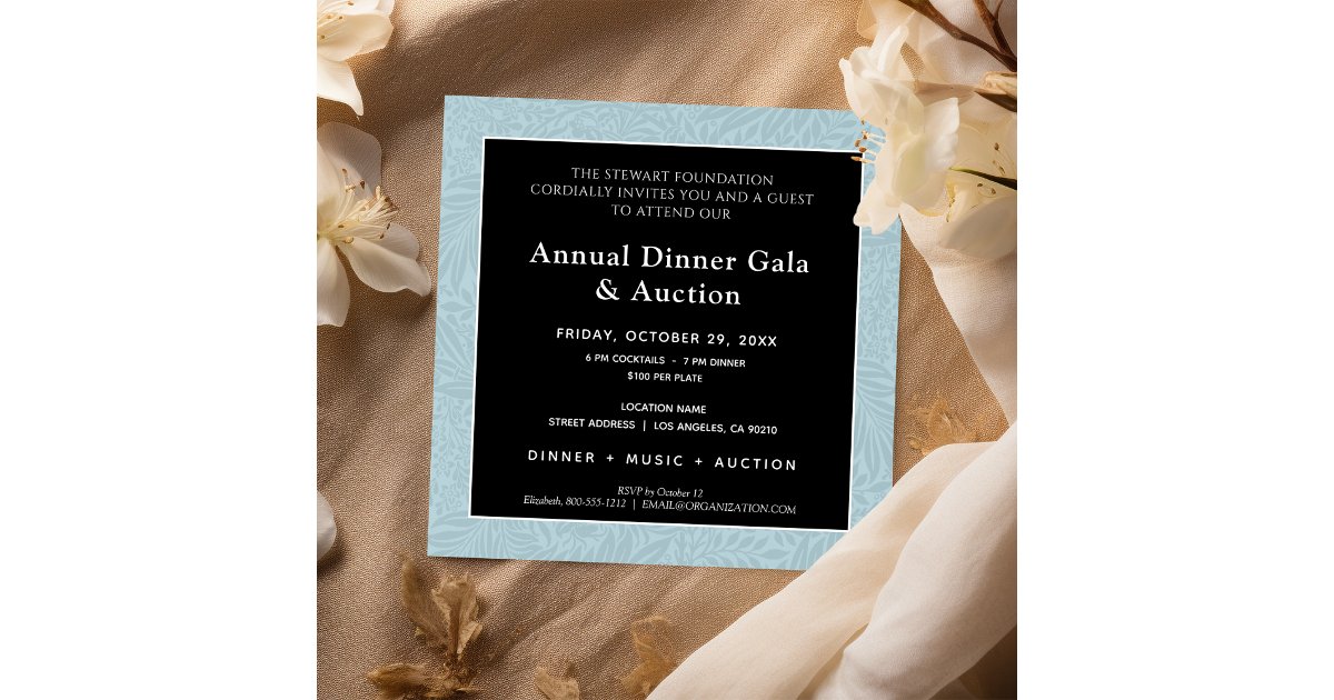 Elegant Blue Black Corporate Dinner Invitation | Zazzle