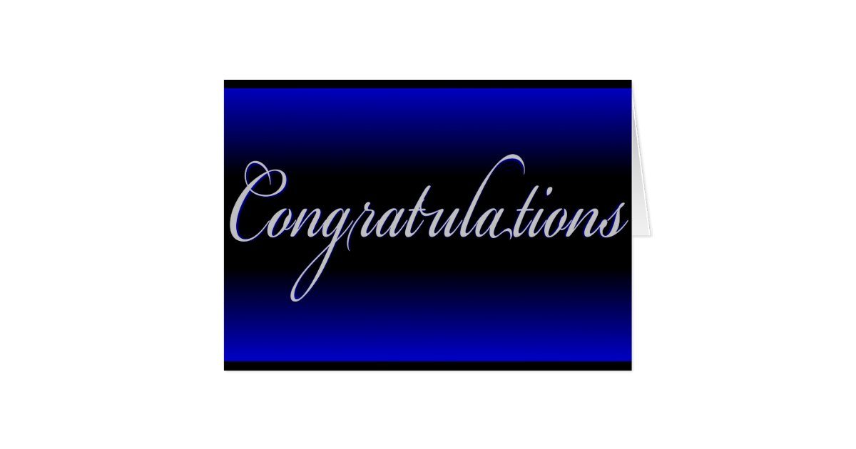 Elegant blue black fade Congratulations card | Zazzle