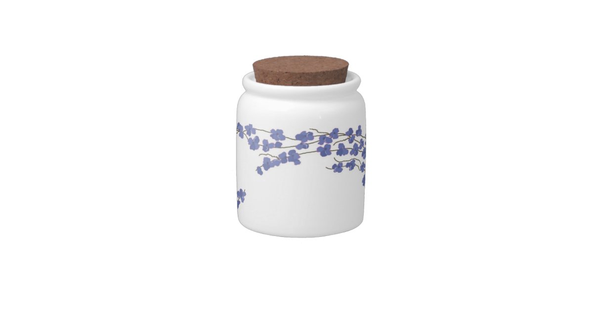 Elegant Blue Blossoms Candy Jar | Zazzle