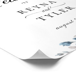 Elegant Blue Botanical Floral Wedding Welcome Poster | Zazzle