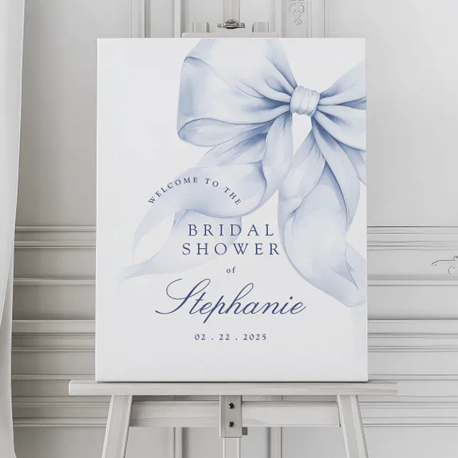 Elegant Blue Bow Bridal Shower Welcome Sign | Zazzle