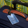 Elegant Blue Brushed Metal Monogrammed Luggage Tag | Zazzle