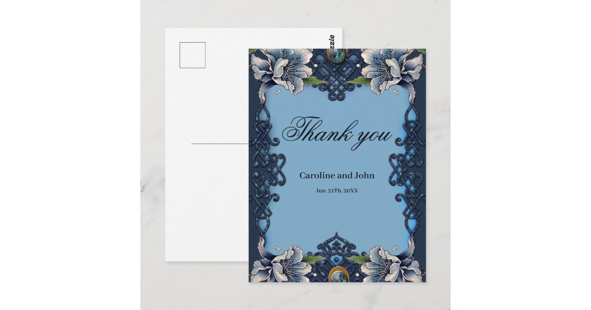 Elegant blue celtic design postcard | Zazzle