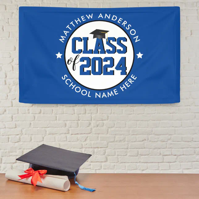 Elegant Blue Class of 2024 Graduation Party Banner | Zazzle