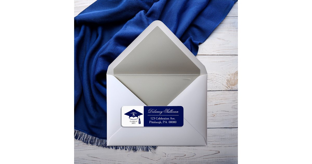 Elegant Blue College Graduation Return Address Label | Zazzle