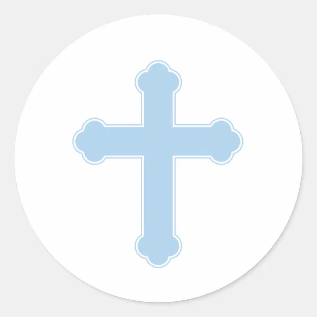 Elegant Blue Cross Ornament Classic Round Sticker | Zazzle