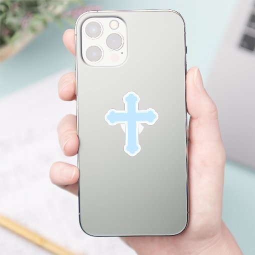 Elegant Blue Cross Sticker | Zazzle