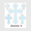Elegant blue cross stickers, sheet of five sticker | Zazzle