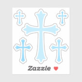 Elegant blue cross stickers, sheet of five sticker | Zazzle