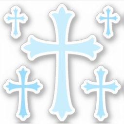 Elegant blue cross stickers, sheet of five sticker | Zazzle