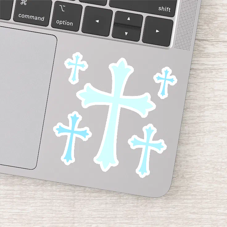 Elegant blue cross stickers, sheet of five sticker | Zazzle