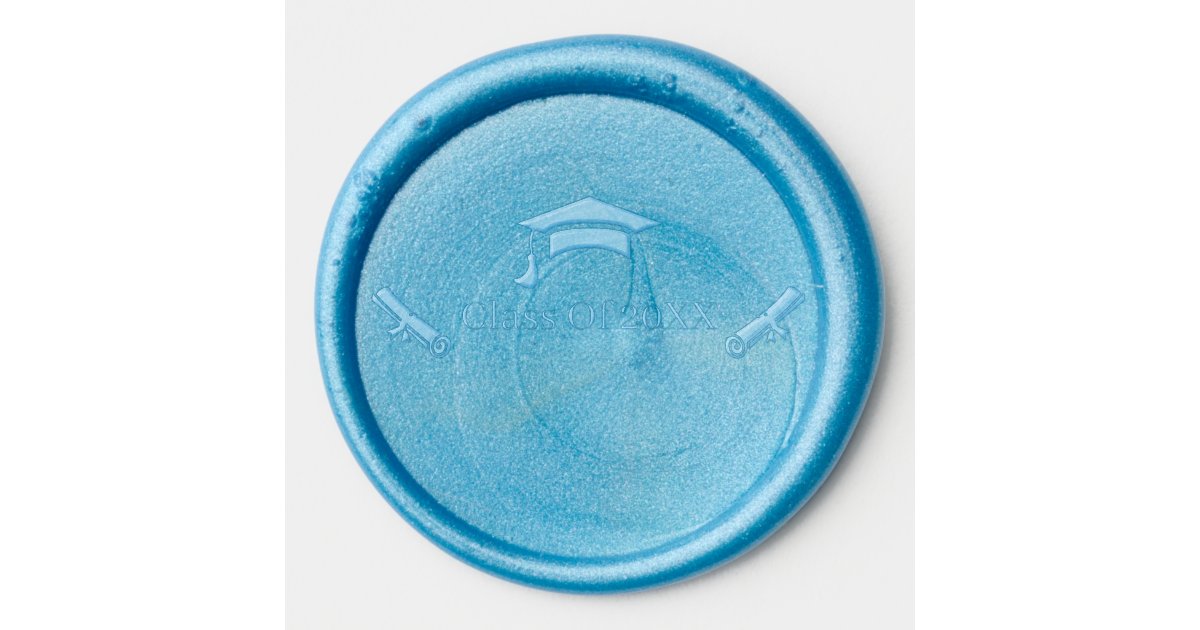 Elegant Blue Customizable Graduation Wax Seal Sticker | Zazzle
