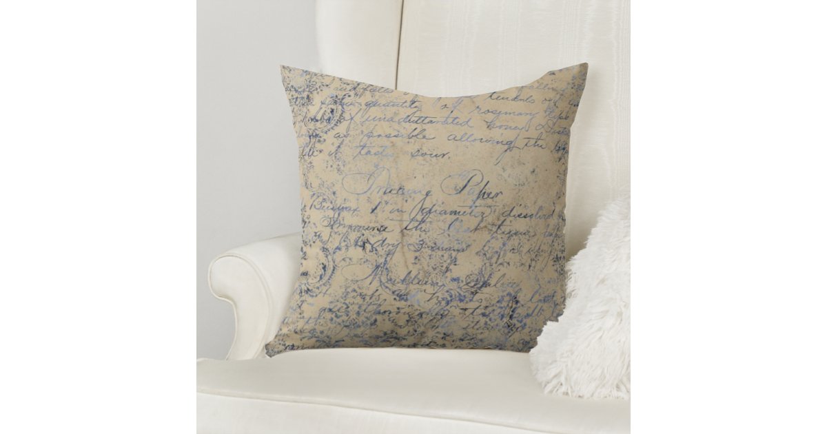 Elegant Blue Damask Throw Pillow | Zazzle