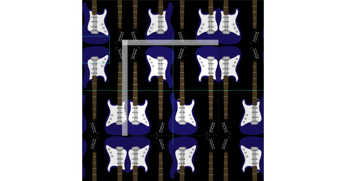Elegant Blue Electric Guitar Print Fabric | Zazzle