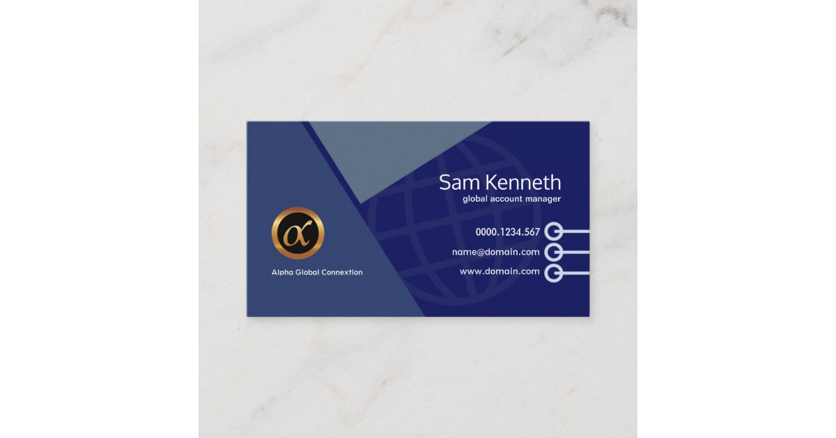Elegant Blue Energetic Geometric Shapes Marketing Business Card | Zazzle