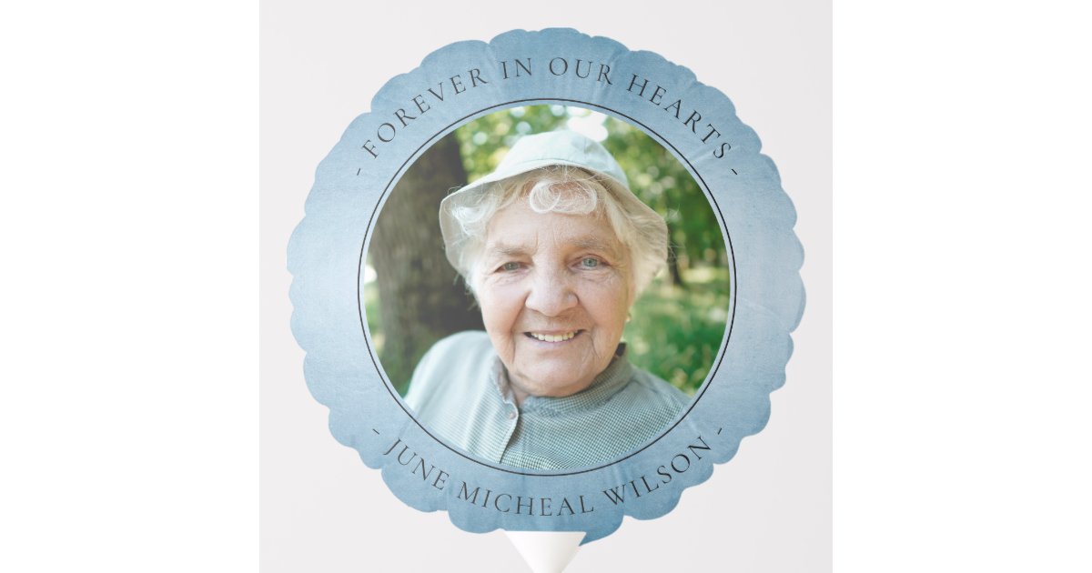 Elegant Blue Faux Foil Sympathy Memorial Photo Balloon | Zazzle
