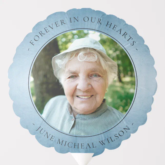 Elegant Blue Faux Foil Sympathy Memorial Photo Balloon | Zazzle