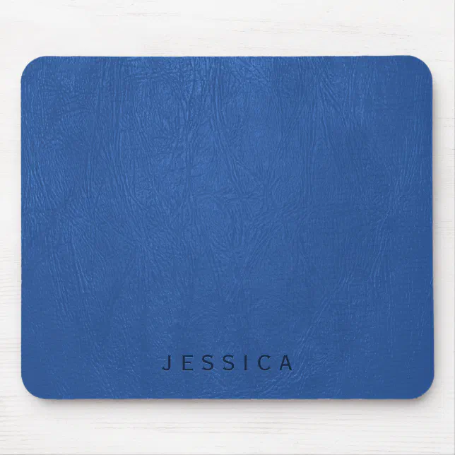 Elegant Blue Faux Leather Texture Print Mouse Pad | Zazzle