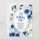 Elegant Blue Floral 75th Birthday Party Invitation | Zazzle