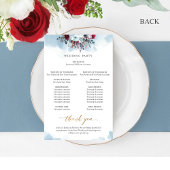 Elegant Blue Floral and Watercolor Wedding Program | Zazzle