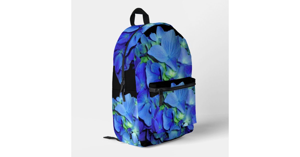 Elegant blue floral blue roses blue hydrangeas printed backpack | Zazzle