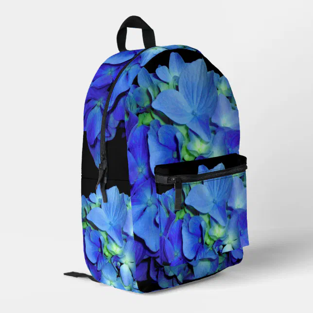Elegant blue floral blue roses blue hydrangeas printed backpack | Zazzle