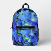 Elegant blue floral blue roses blue hydrangeas printed backpack | Zazzle