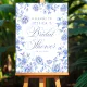 Elegant Blue Floral Bridal Shower Welcome Poster | Zazzle