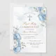 Elegant Blue Floral First Holy Communion Invitation | Zazzle