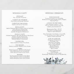 Elegant Blue Floral, Folded Wedding Program | Zazzle