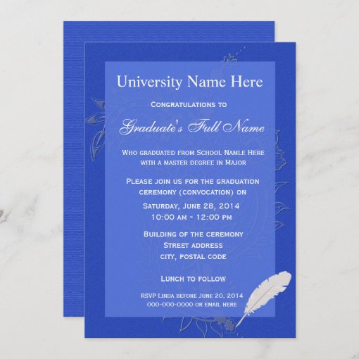 Elegant blue floral graduation ceremony invitation | Zazzle