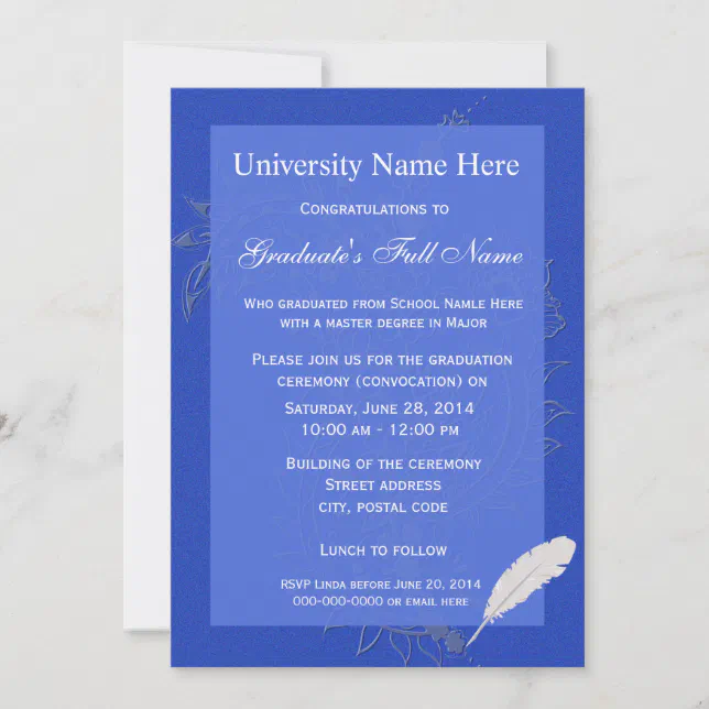Elegant blue floral graduation ceremony invitation | Zazzle