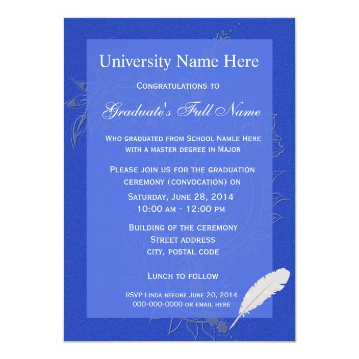 Elegant blue floral graduation ceremony invitation | Zazzle.com