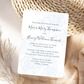 Elegant Blue Floral Greenery Calligraphy Script Invitation | Zazzle