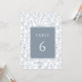Elegant blue floral pattern wedding table numbers | Zazzle