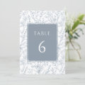 Elegant blue floral pattern wedding table numbers | Zazzle