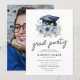 Elegant Blue Floral Photo Graduation Party Invitation | Zazzle