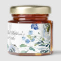 Elegant Blue Floral Religious Cross Baptism Honey Jar Favors | Zazzle